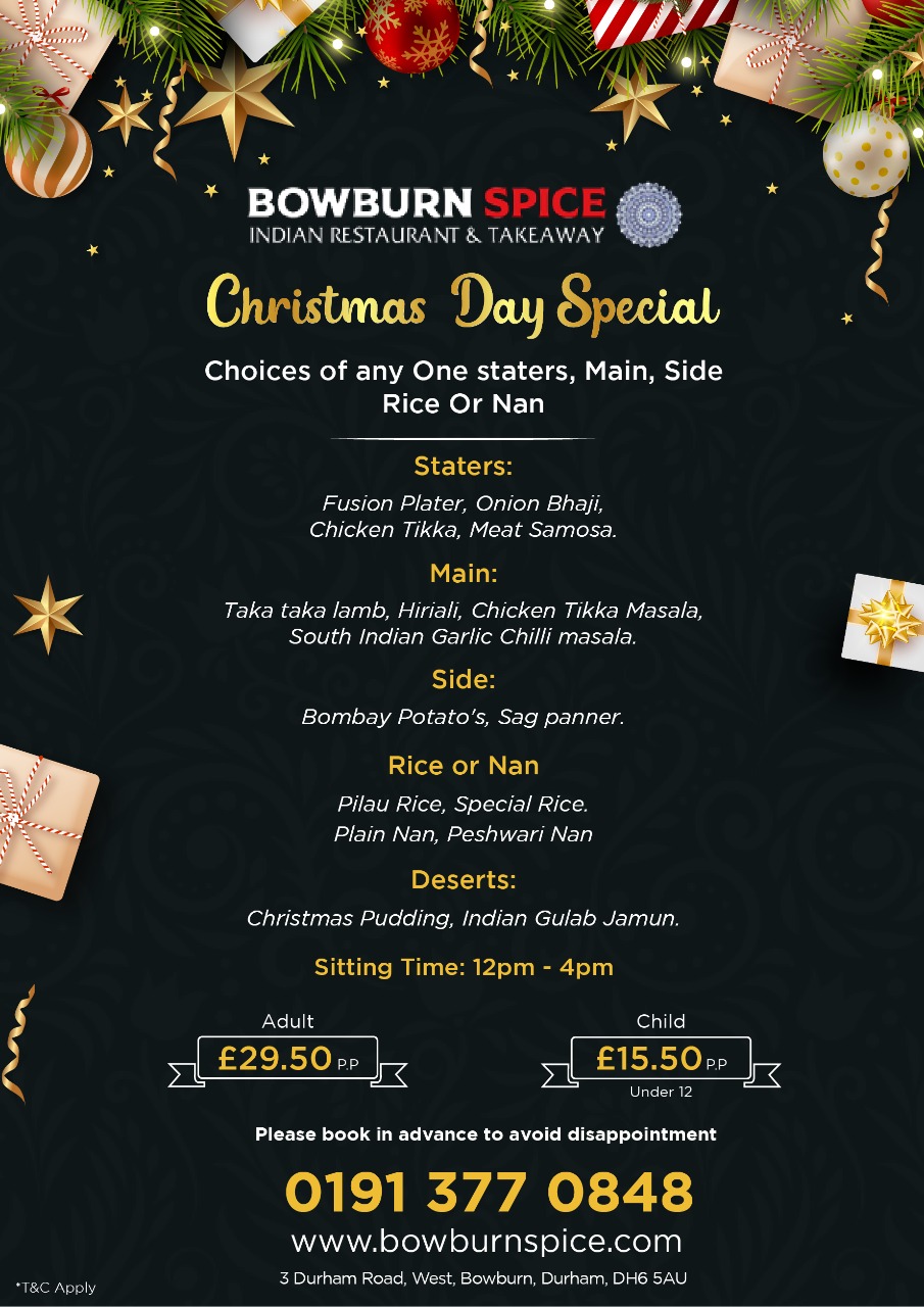 BOWBURN SPICE Bowburn | Book and Order Online - Menu